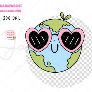 Groovy Earth Day Clipart PNG Set: Retro 70s Eco Environment Day ...