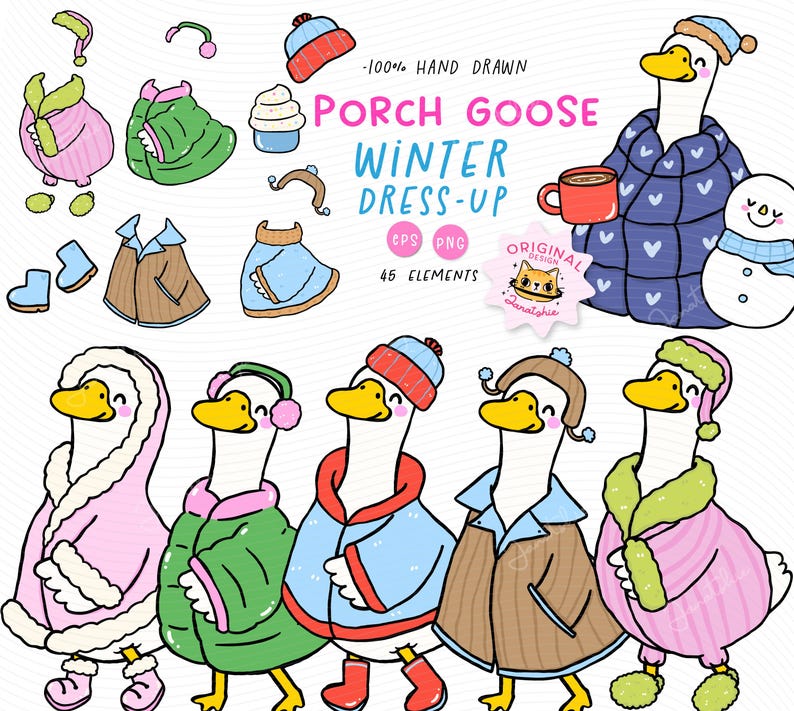 Winter Goose Dress-up Clipart Set: Behavior Chart Activity Classroom ...