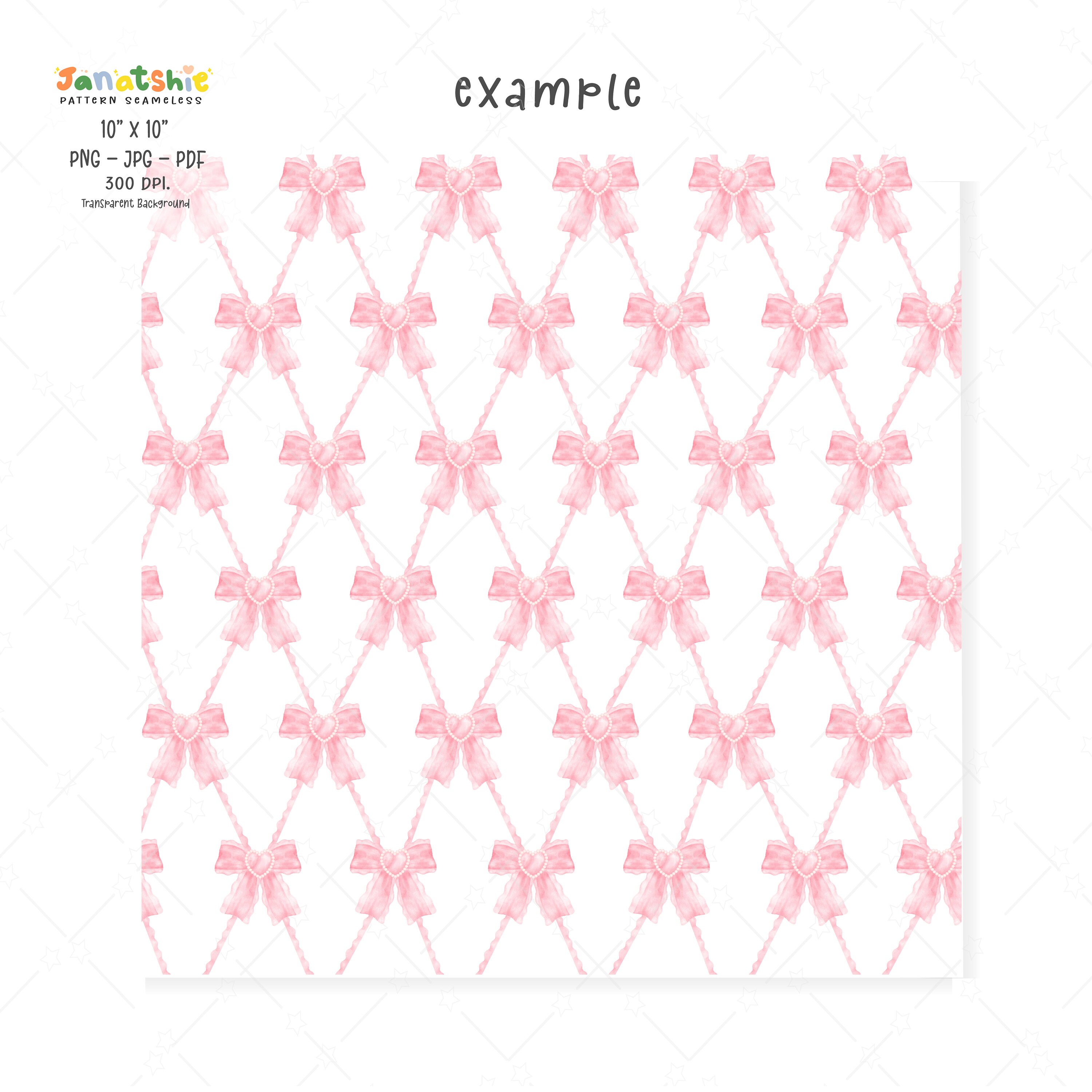 Coquette Pattern Seamless Cute Preppy Pink Ribbon Bow Watercolor ...