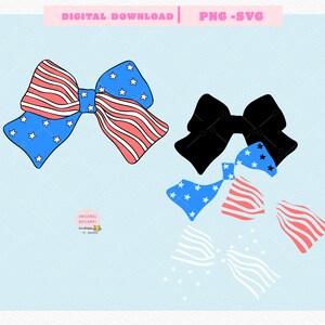 Coquette Bow 4th of July Bow Svg Clipart Set- Independence Ribbon Bow ...