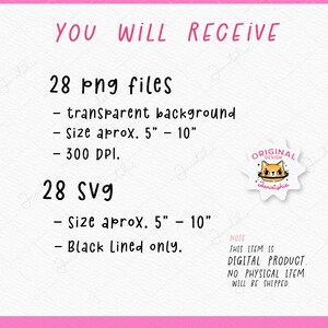 Cute Kawaii Cat Outline Mermaid Cat Doodle Outline Svg Digital Stamps ...