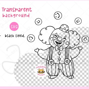 Clowncore Outline SVG, Cute Clown PNG Clipart, Fasching Clipart, Circus ...