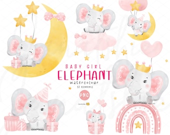 Cartoon Elephant Clipart - Etsy