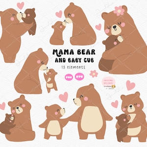 Mama Bear & Baby Cub Clipart Set: Mother's Day PNG SVG - Etsy