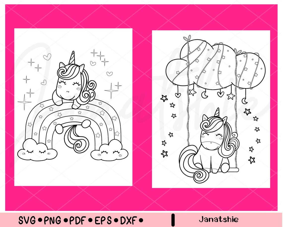 Unicorn Outline SVG Baby Unicorn Clipart SVG Set Unicorn - Etsy