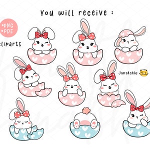 Cute Baby Bunny Clipart Set Cute Easter Bunny Clip Art - Etsy