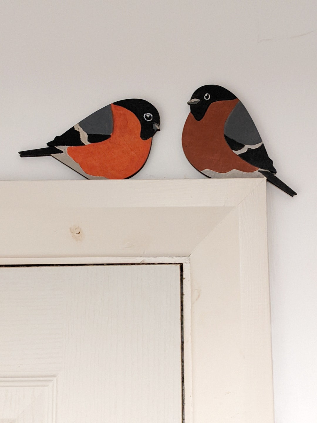 Bullfinch Door Toppers - Hand-painted Door Frame Bird Art & Home Décor ...