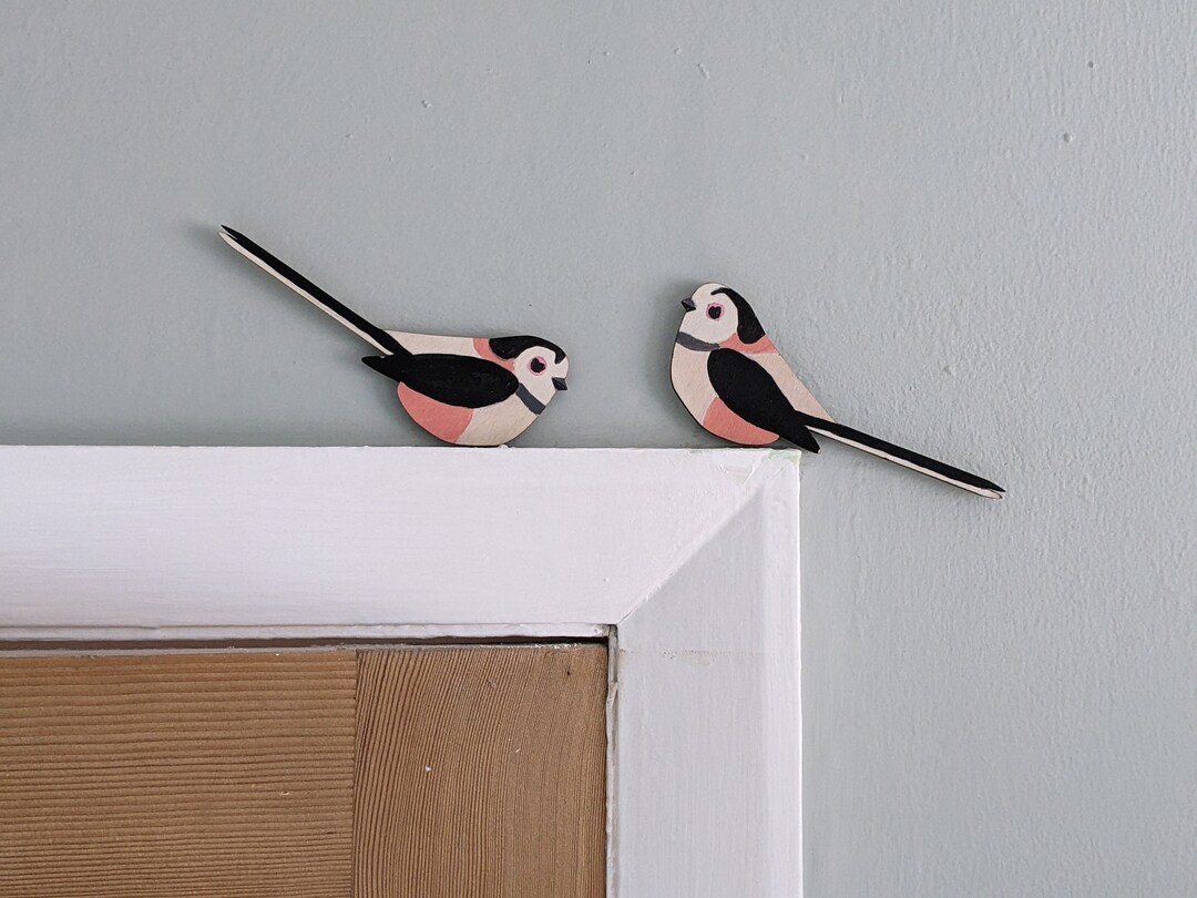 Hand-painted Long-tailed Tit Bird Door Toppers - Whimsical Home Decor ...