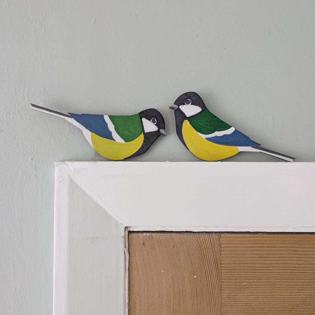 A Pair of Great Tit Bird Door Toppers - Hand-painted Doorframe Home ...
