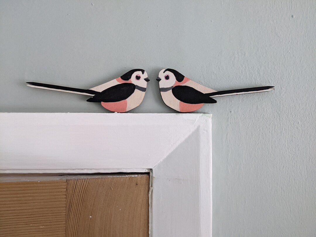 Handmade Wooden Long-tailed Tit Door Toppers Home Decor Gift for Bird ...