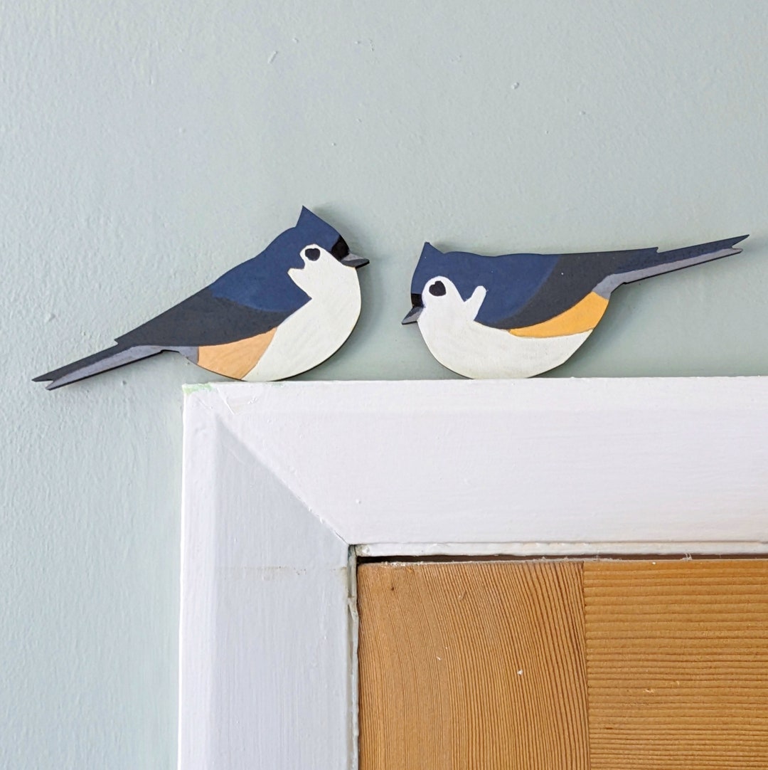 Hand-painted Tufted Titmouse Bird Door Toppers - Whimsical Home Decor ...