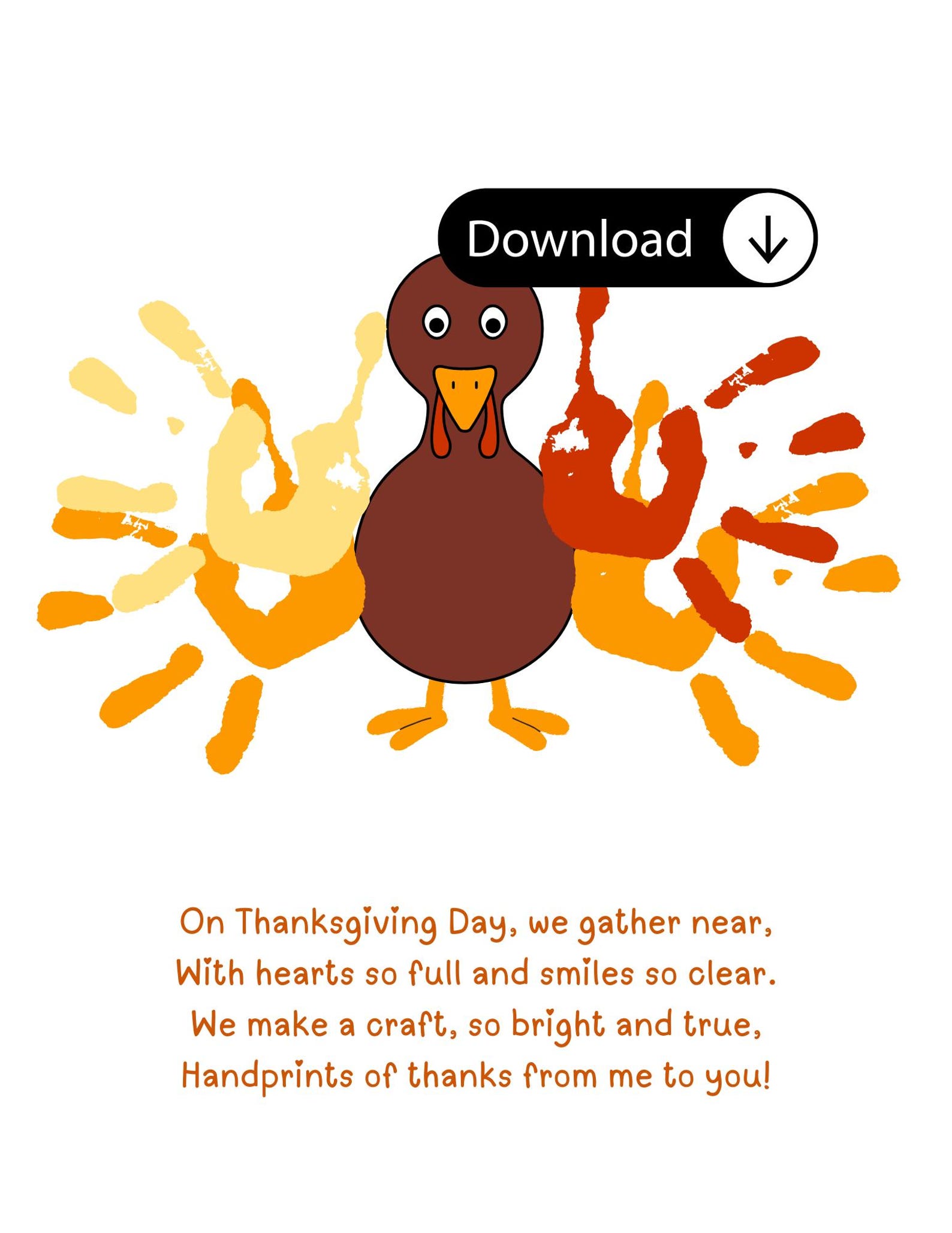 Thanksgiving Turkey Handprint Craft | Printable | DIY Kids Craft ...