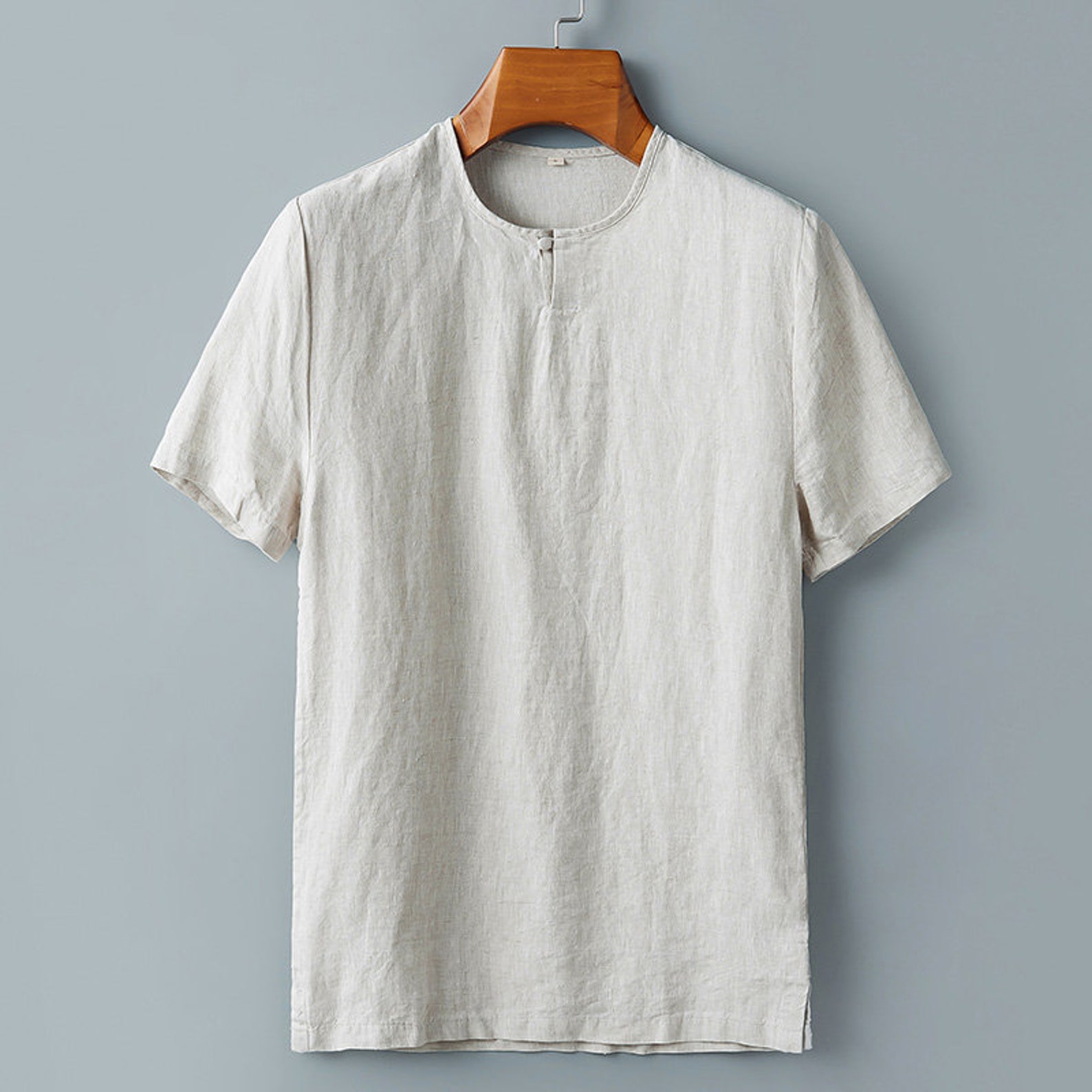 Hombre 100% camiseta de lino Hombre tela retro delgada Camisa | Etsy