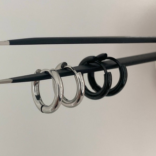 Black Hoop Earrings - Etsy