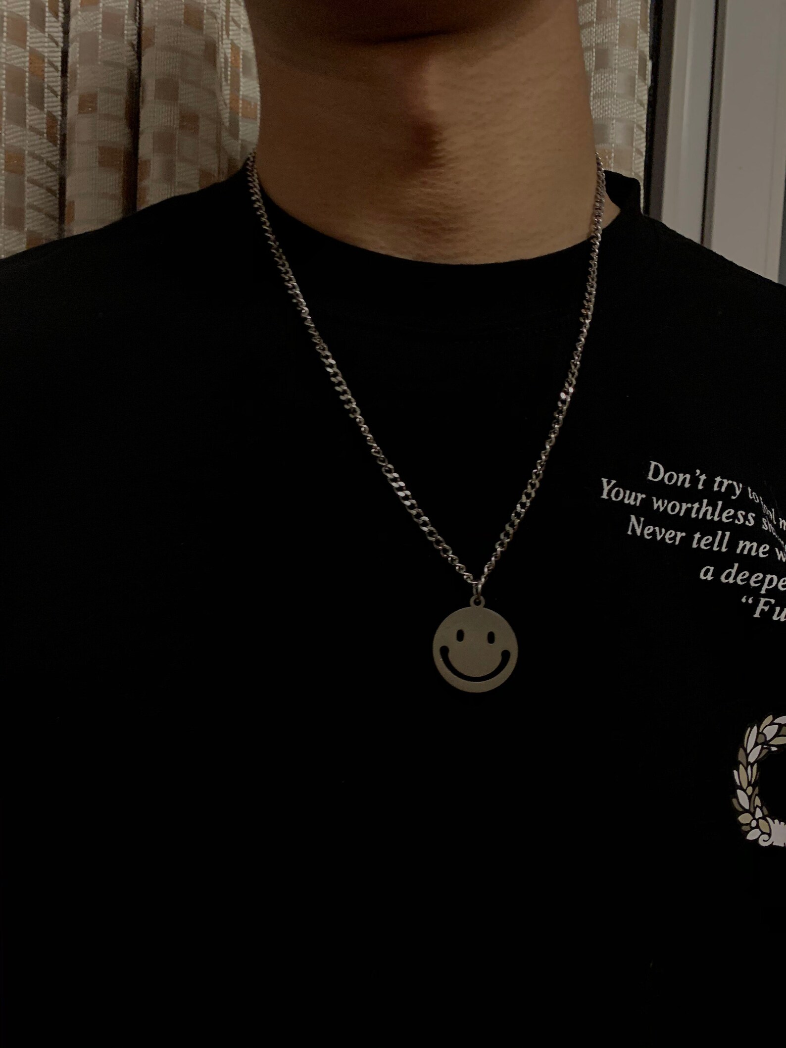 Smiley Face Necklace Silver Smile Face Emoji Necklace Modern | Etsy