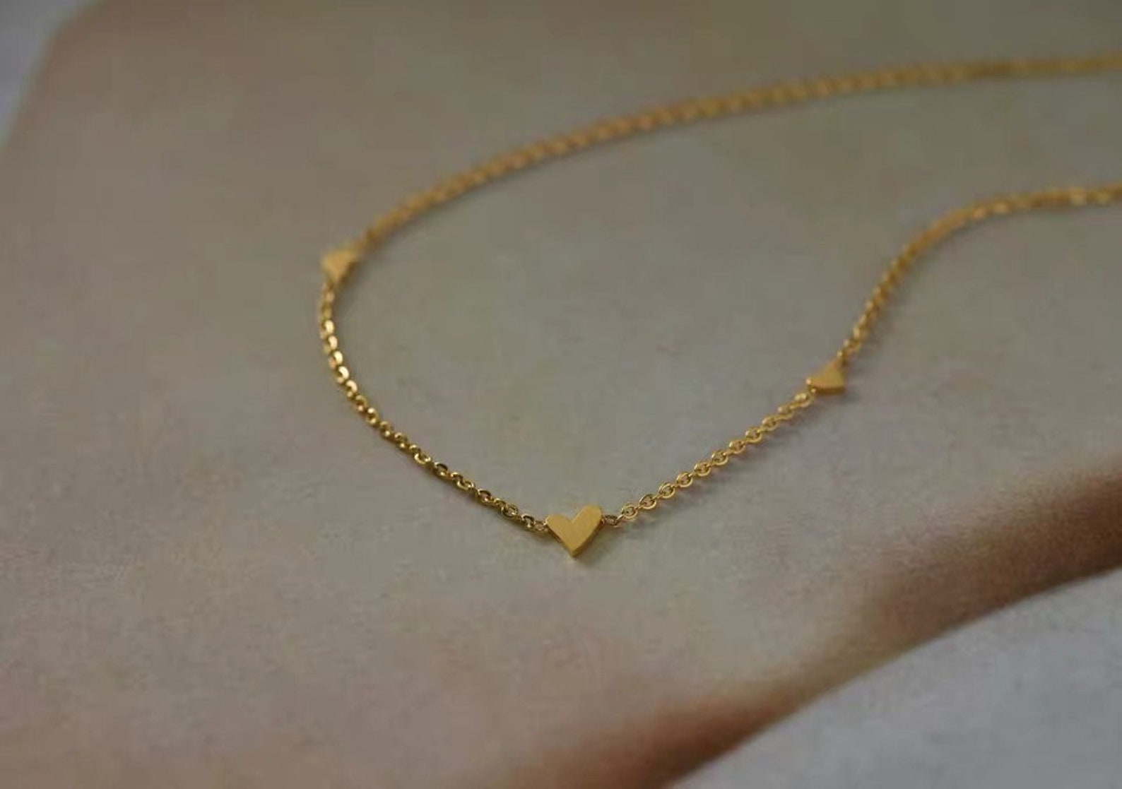 Titanium Steel Tiny Gold Heart Necklace Simple Gold Heart - Etsy