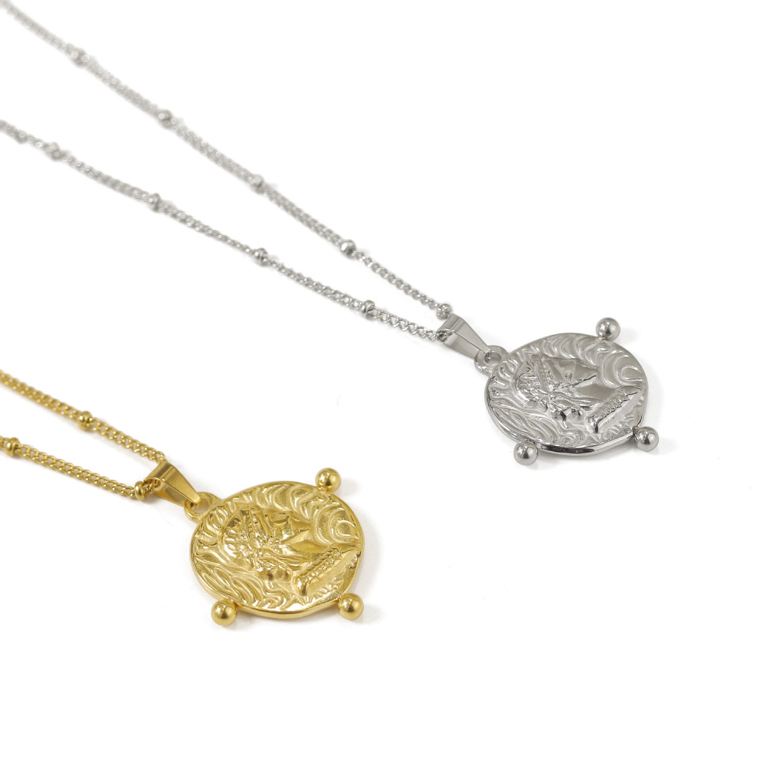 Greek Athena necklace Gold Medallion necklace Abstract coin | Etsy