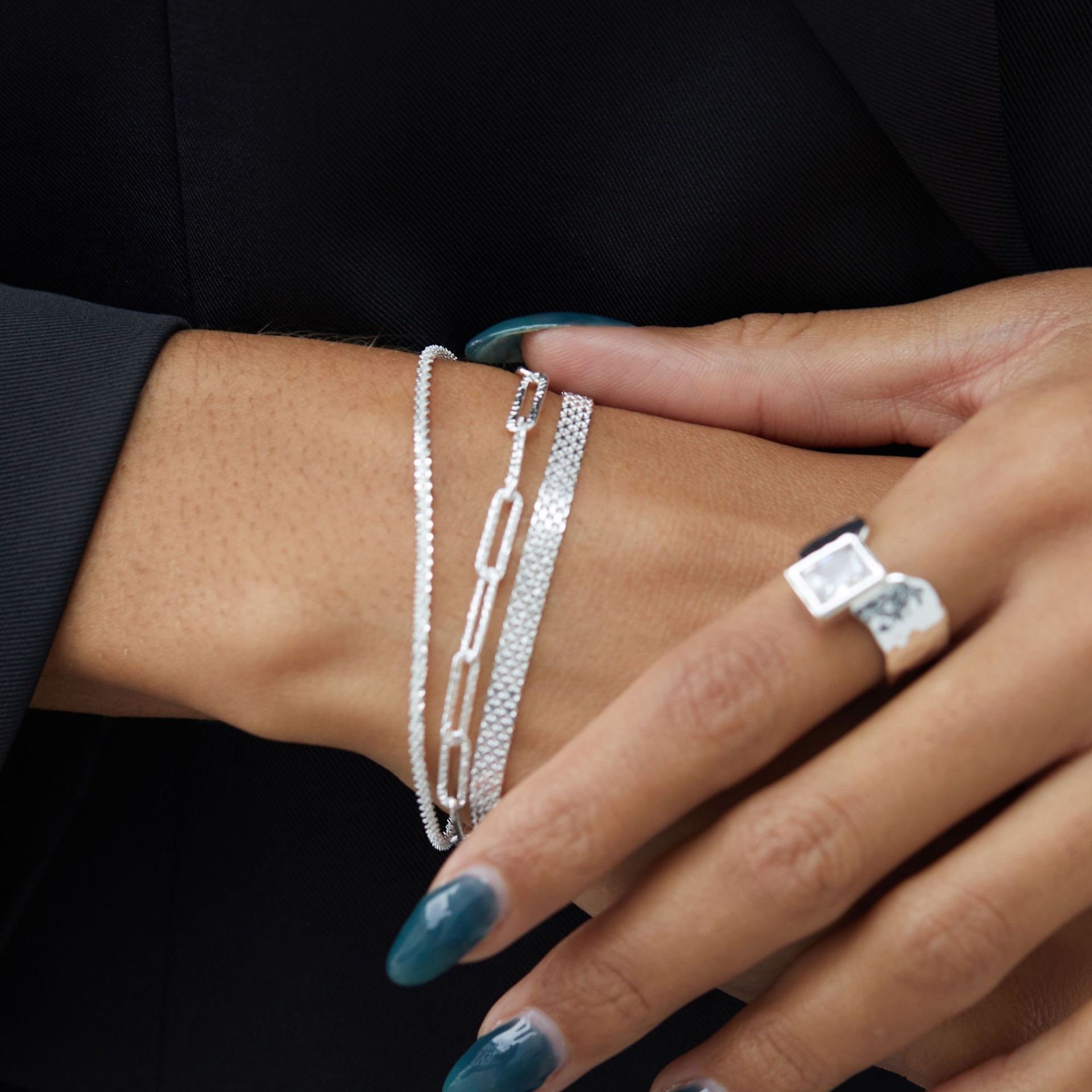 Sterling Silver Square Stone Hammered Rings Extraordinary Ring - Etsy ...