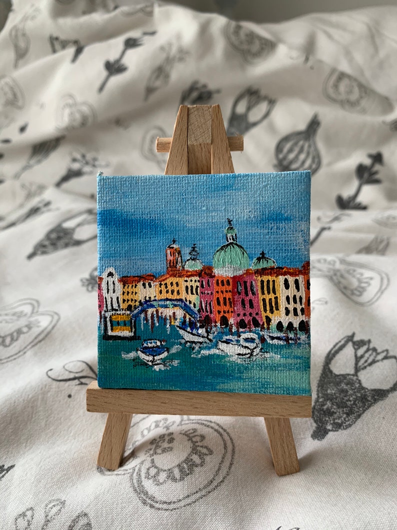 Mini Detailed Square Painting in Acrylic on Canvas - Etsy