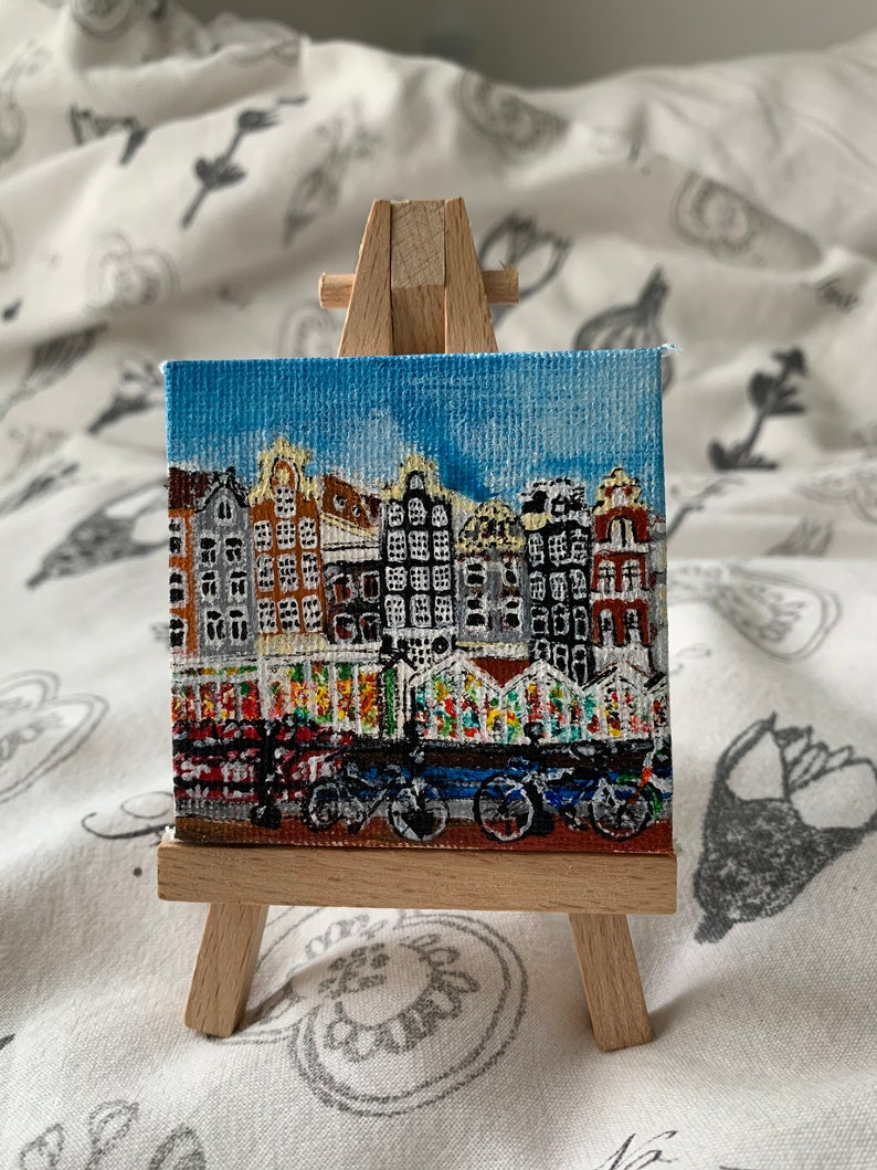 Mini Detailed Square Painting in Acrylic on Canvas - Etsy