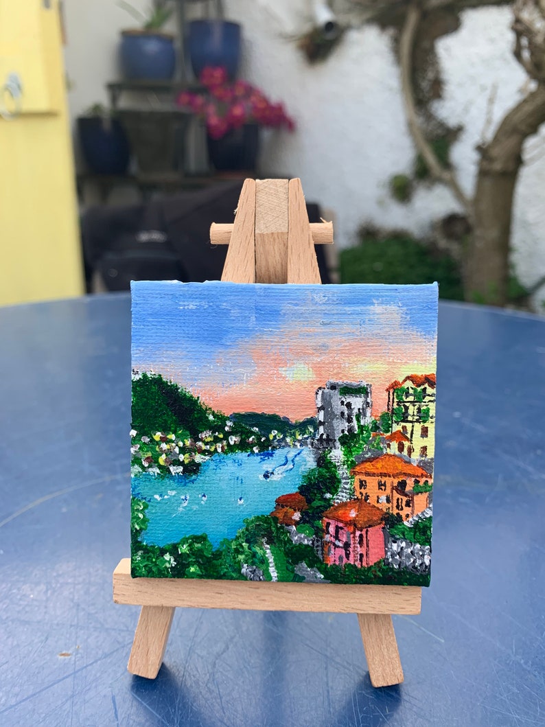 Mini Detailed Square Painting in Acrylic on Canvas - Etsy