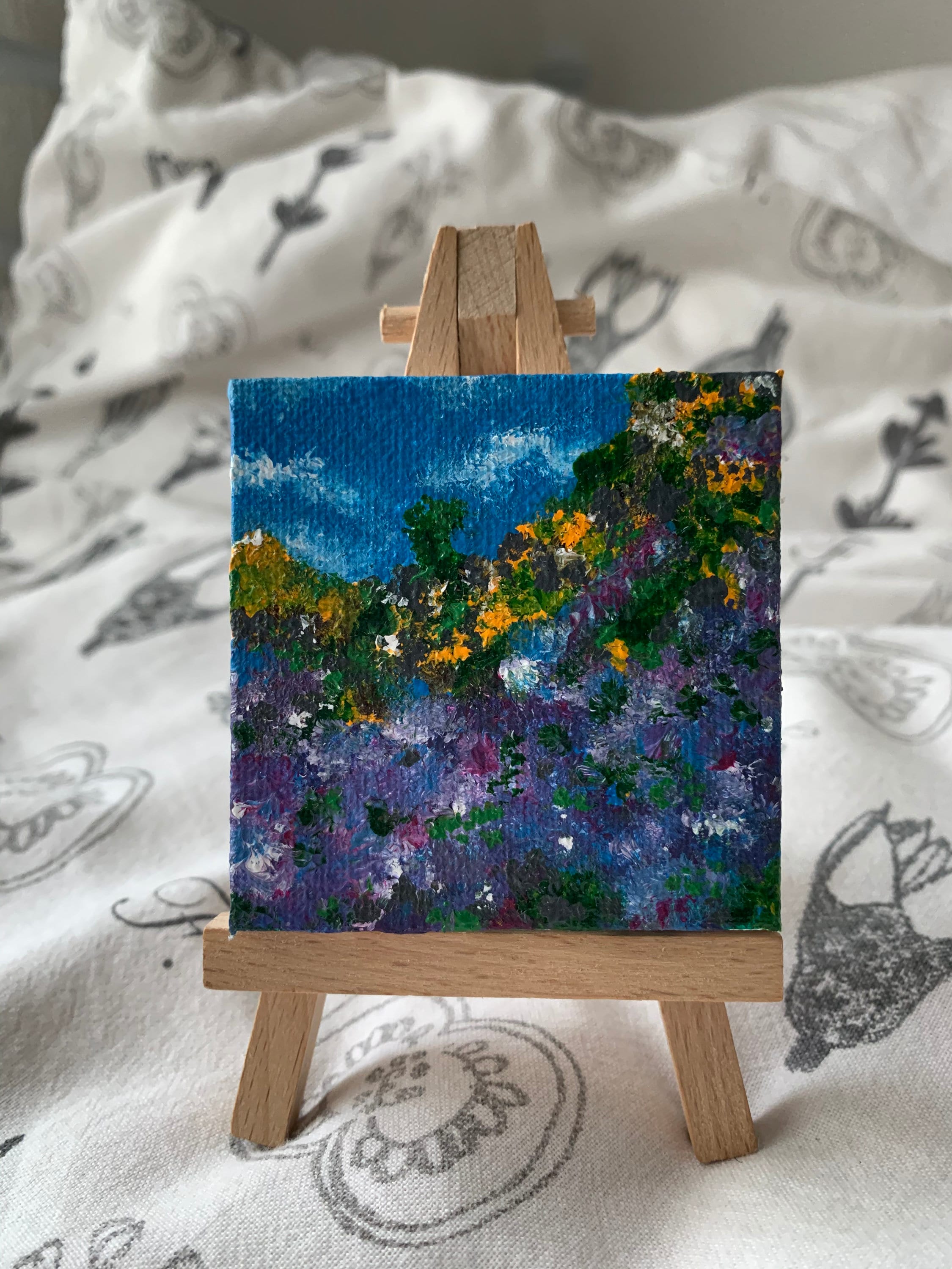 Mini Detailed Square Painting in Acrylic on Canvas - Etsy