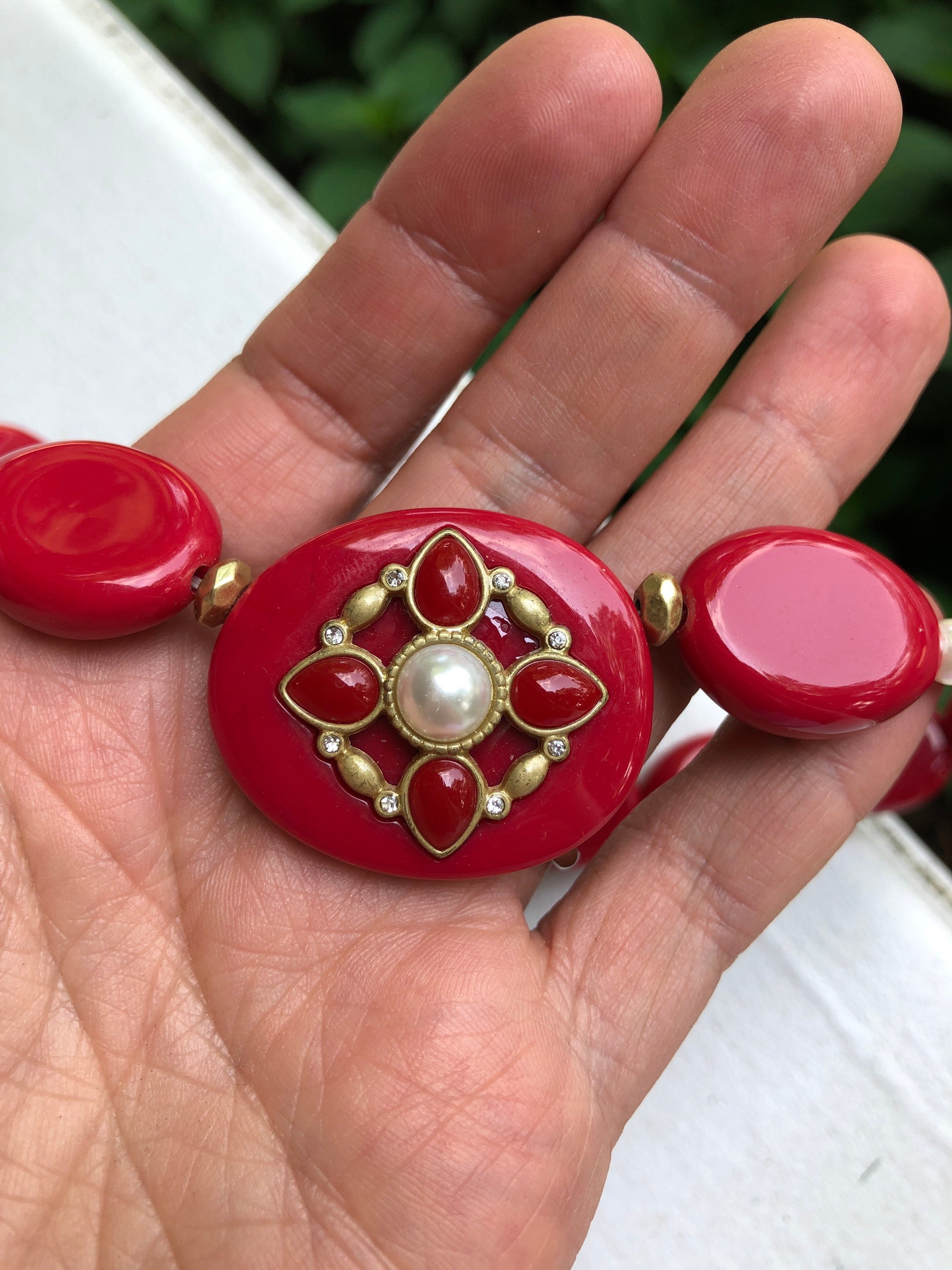 Vintage Red Beaded NRT Avon Necklace - Etsy