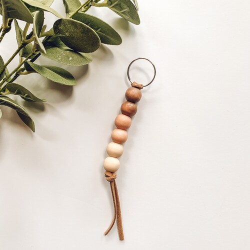 Boho Wooden Bead Keychain - Etsy