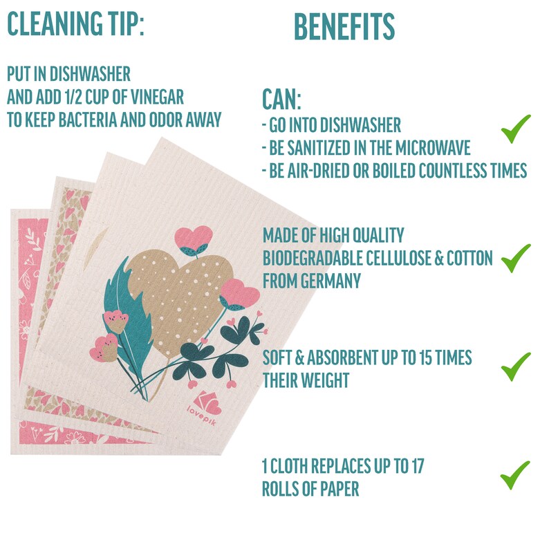 4 Pack Lovepik Swedish Dish Cloths Paperless Biodegradable Sponge ...