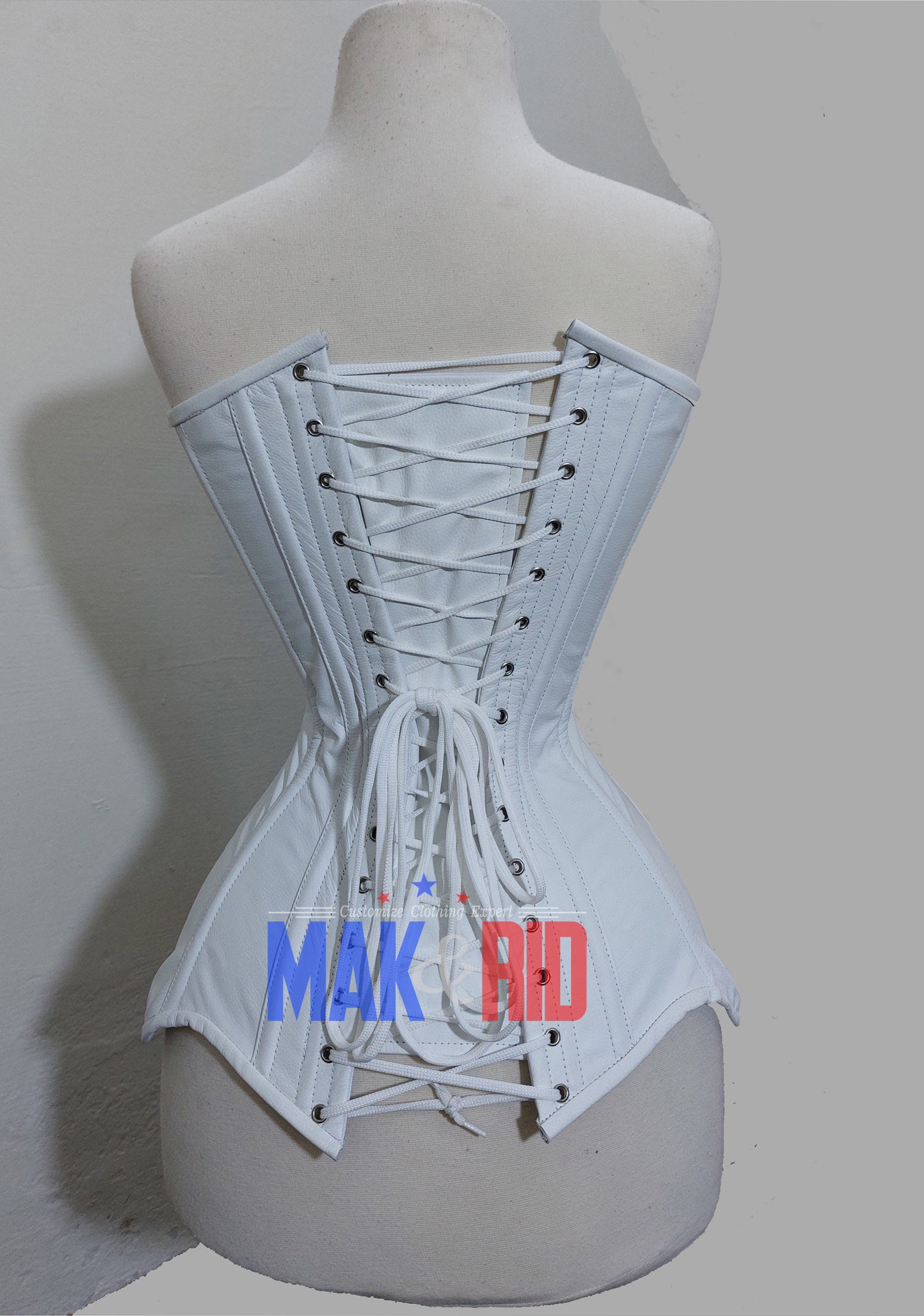 Women Longline Overbust Real Leather Corset Lace up Gothic Steampunk ...