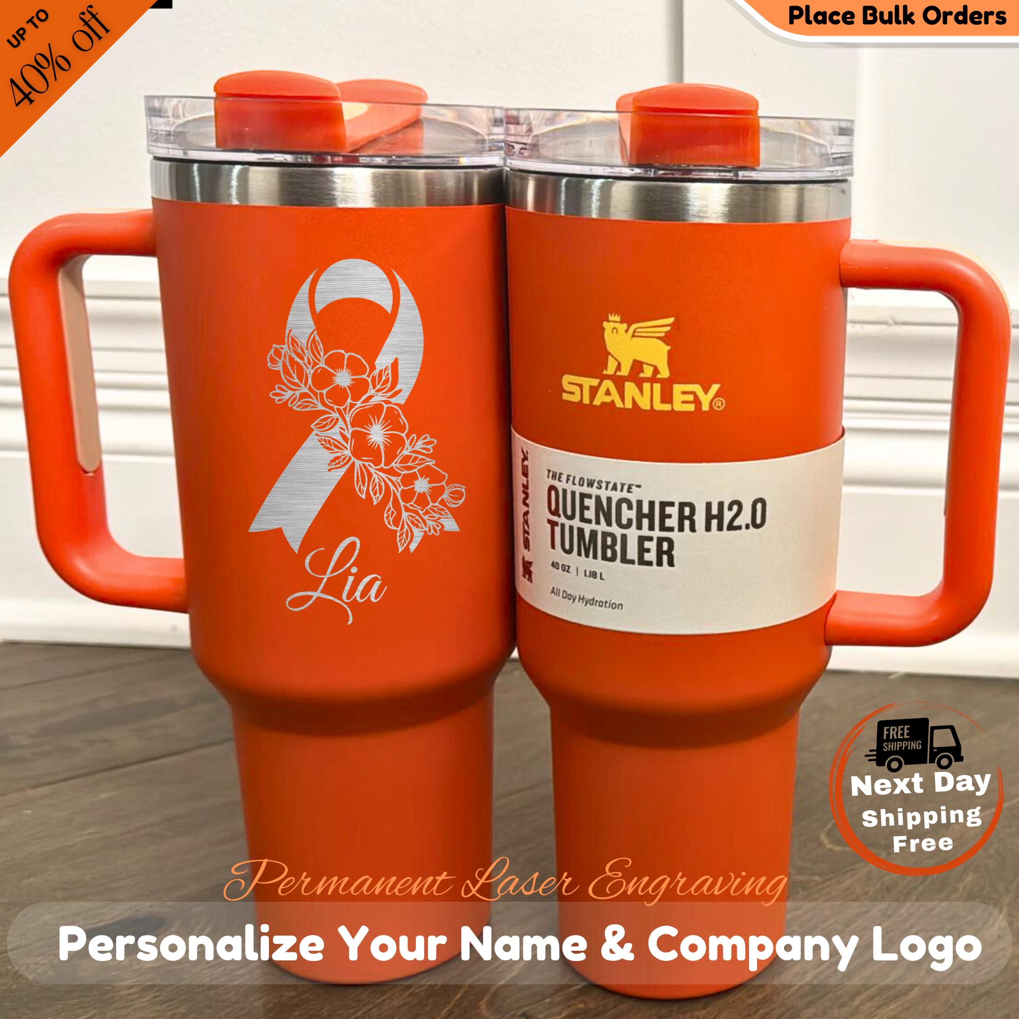 Personalized Stanley Tumbler, Engraved Breast Cancer Ribbon, 40oz ...