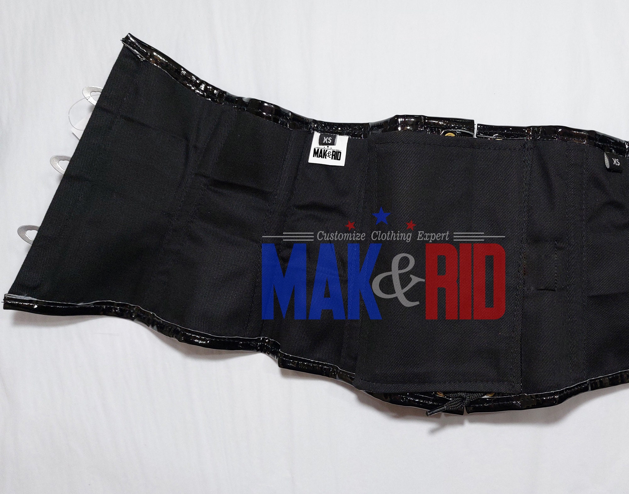 PVC Vinyl Corset Underbust Waspie Black Corset Steampunk Steel Boned ...