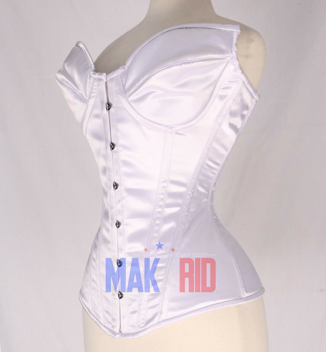 18 Steel Boned Satin Overbust Longline Waist Cincher Training Lacing ...