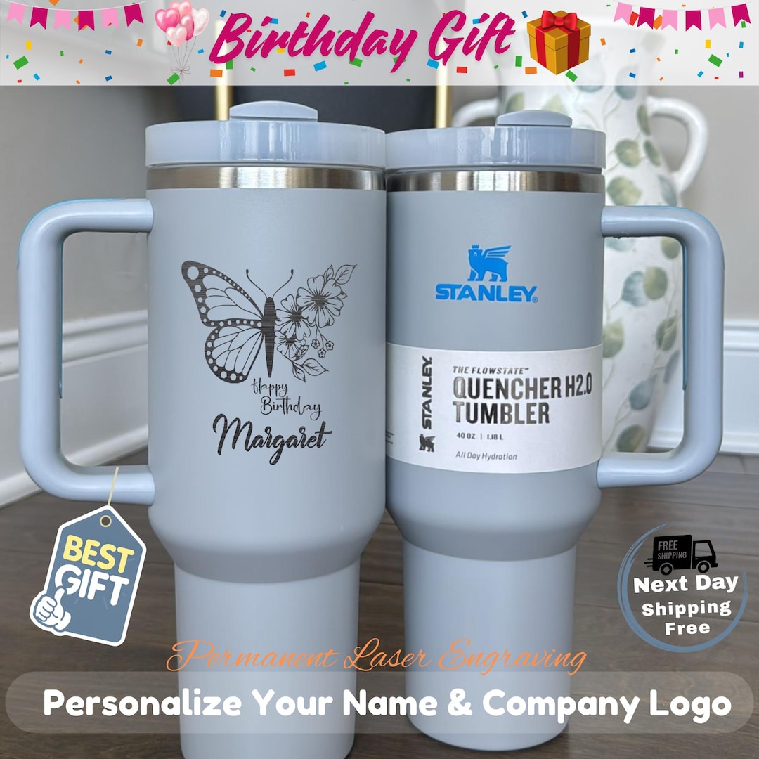 Personalized Birth Flower Stanley Tumbler | Laser Engraved 40oz ...