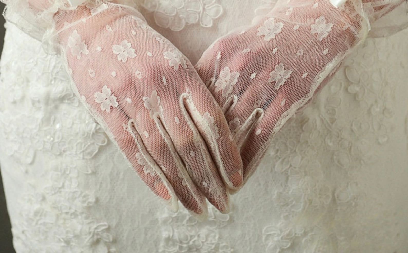 Beige& Black Retro Lace Gloves Tea Party Wedding Opera Cosplay - Etsy