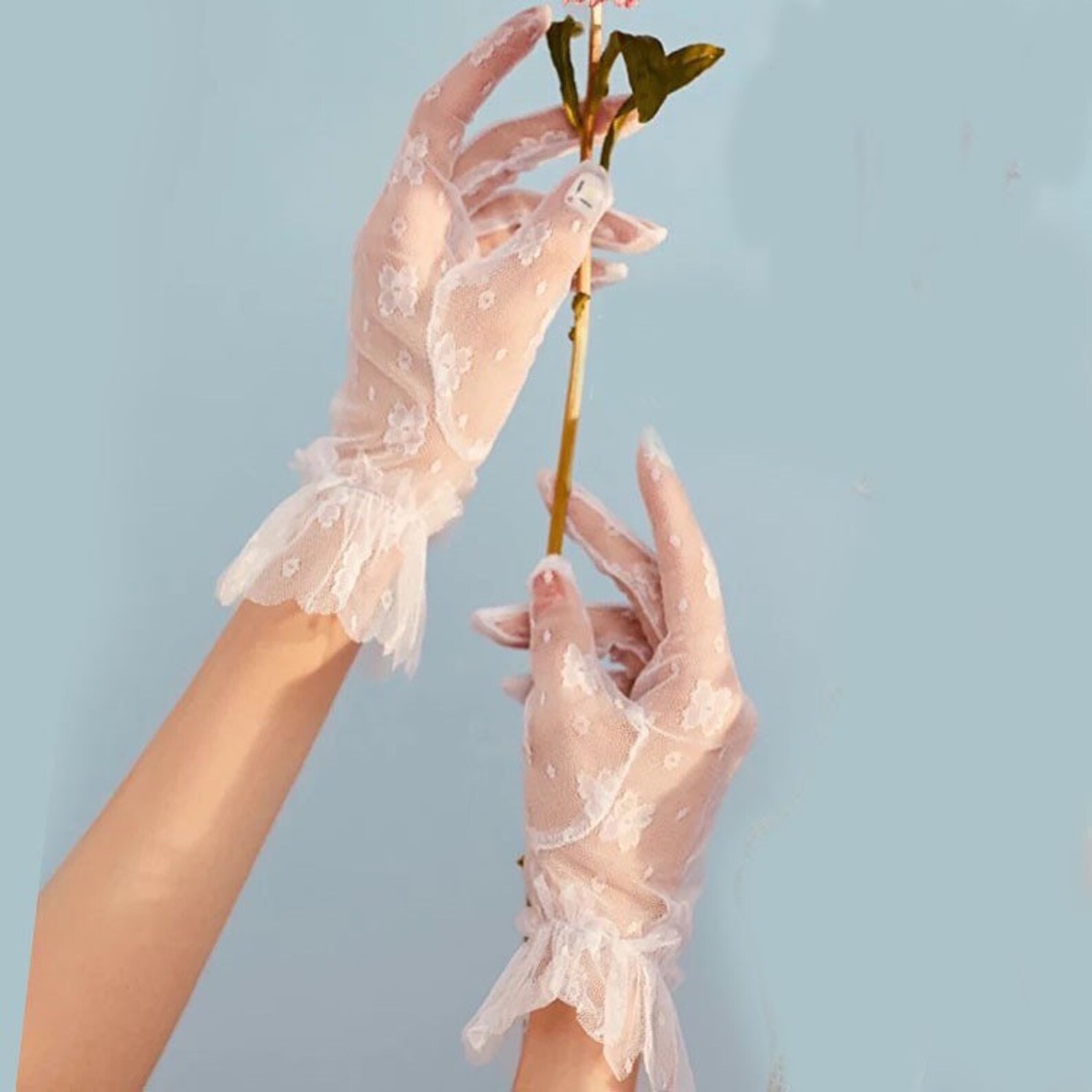 Beige& Black Retro Lace Gloves Tea Party Wedding Opera Cosplay - Etsy