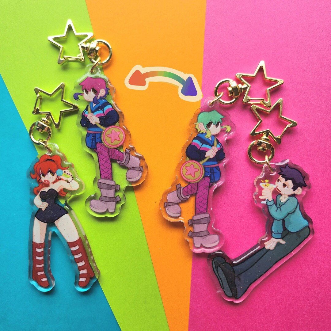 Scott Pilgrim Keychains Double Sided Glitter Acrylic Charms - Etsy