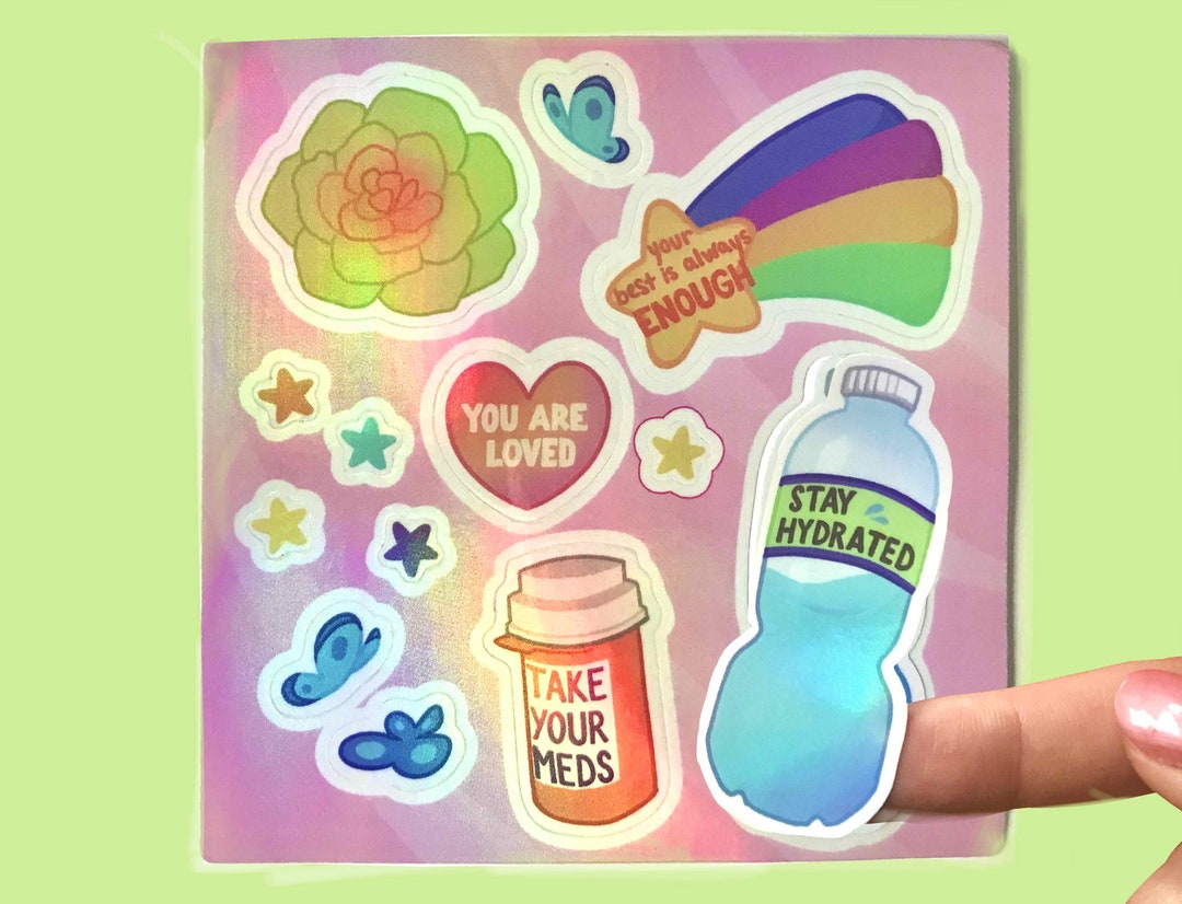 Self Care Holographic Sticker Sheet - Etsy