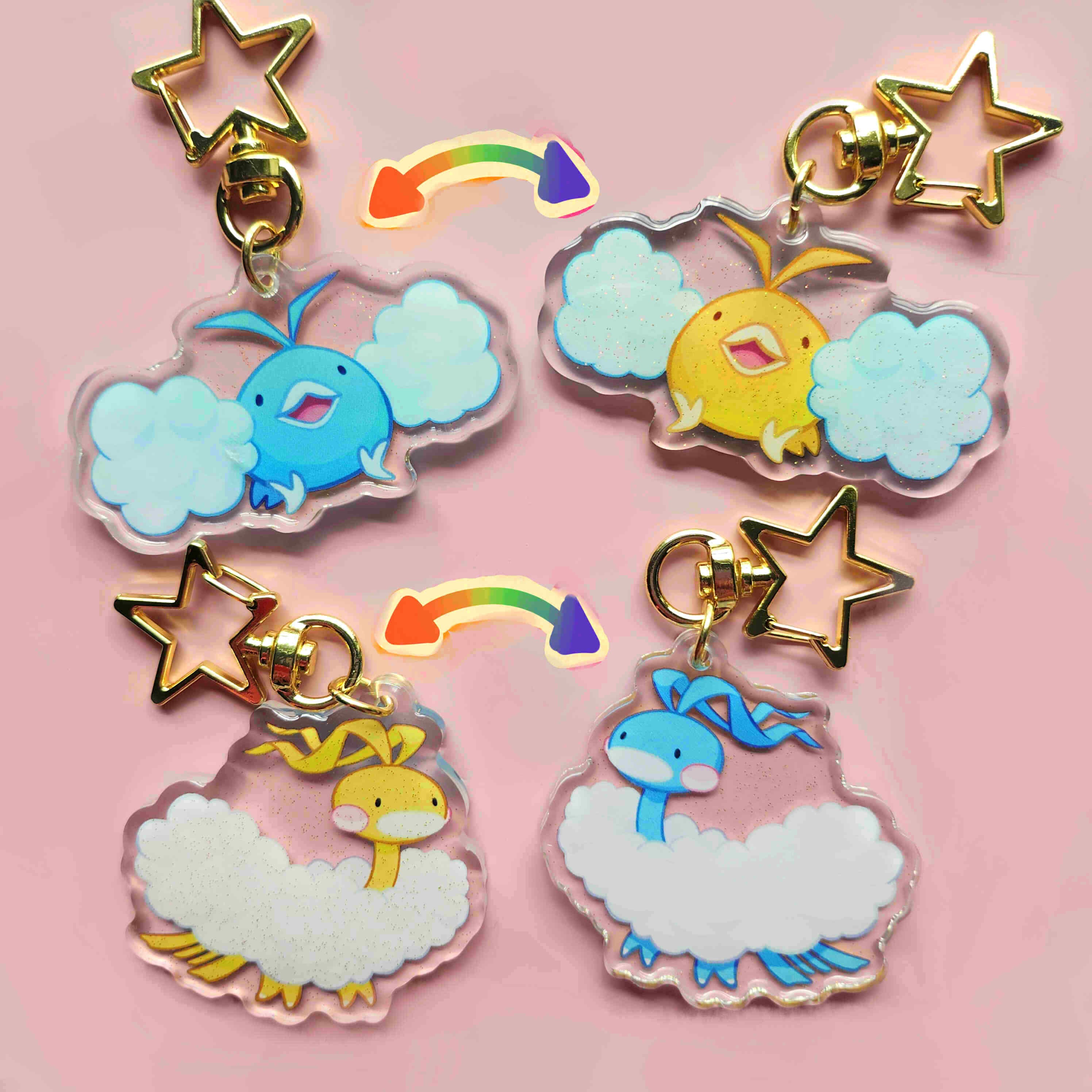 Alteria Swablu Double Sided Glitter Keychains - Etsy
