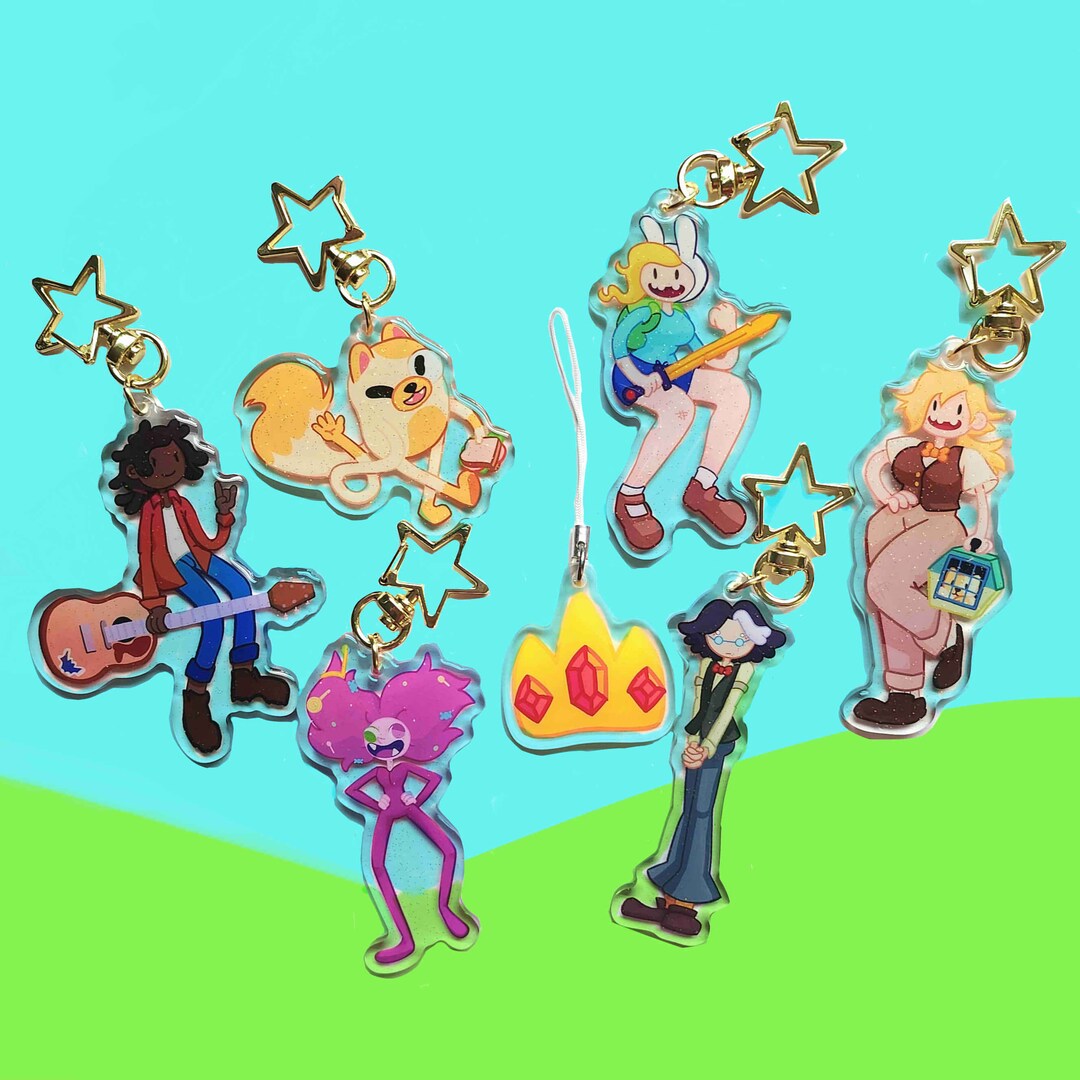 Fionna and Cake Keychain Adventure Time Keychains Double Sided Glitter ...