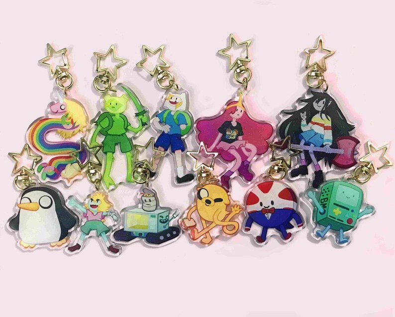 Adventure Time Keychains Double Sided Glitter Acrylic Charms - Etsy