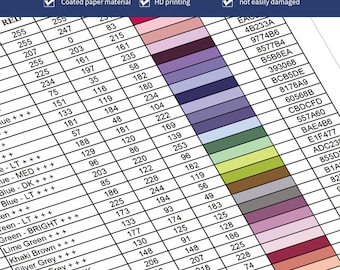 Diamond Painting Dmc Color Chart DMC Colors Char for Diamond - Etsy