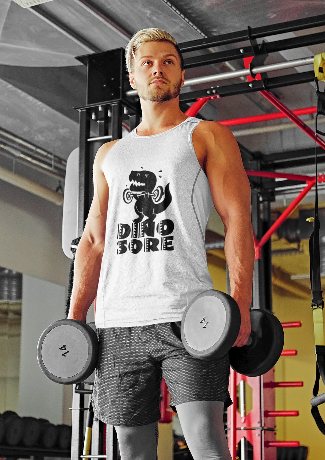 Getting Dino Sore / Funny Dinosaur Weightlifting T-rex Fitness Workout ...