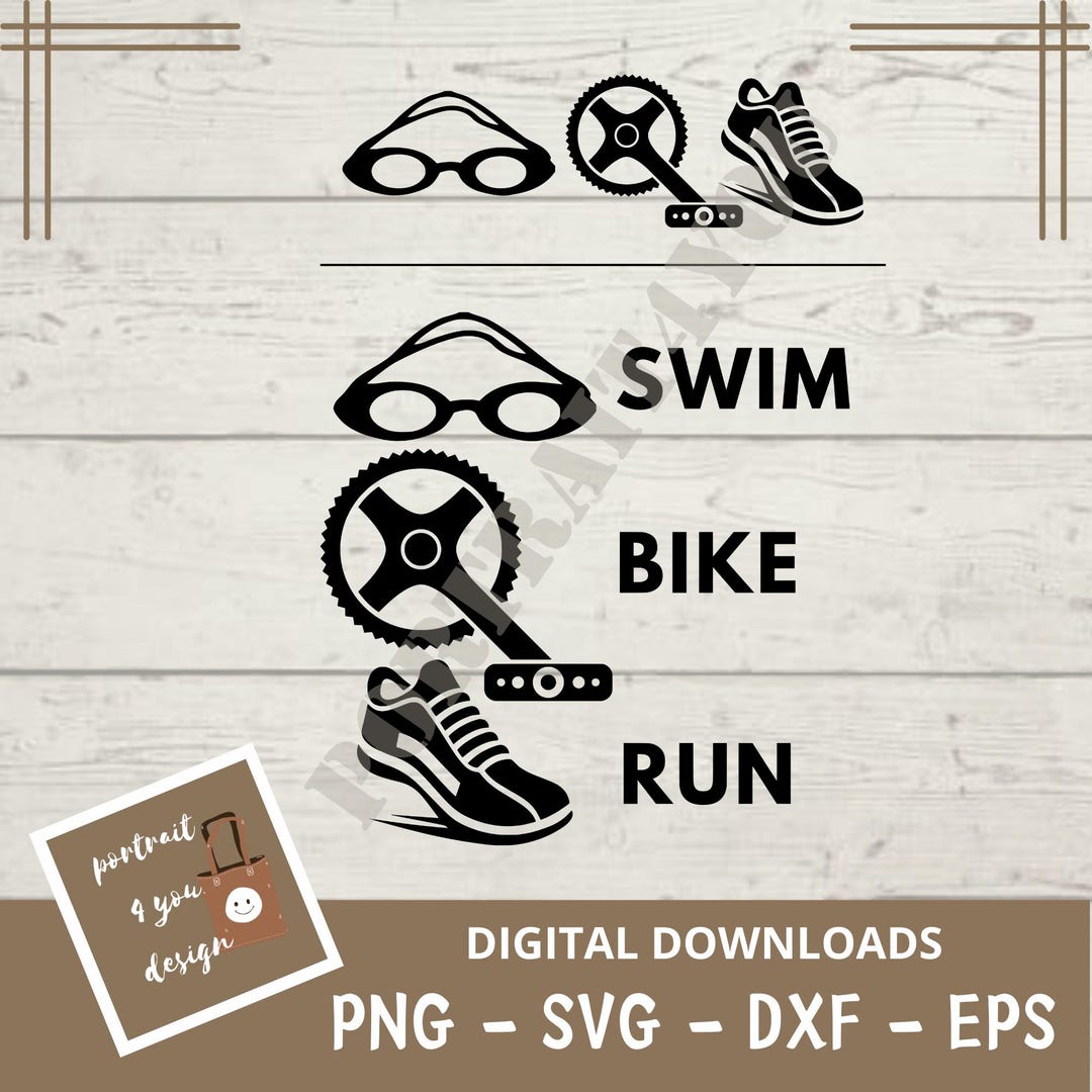Triathlon SVG Triathlete Icons Vector Swim Bike Run Sports Printable ...