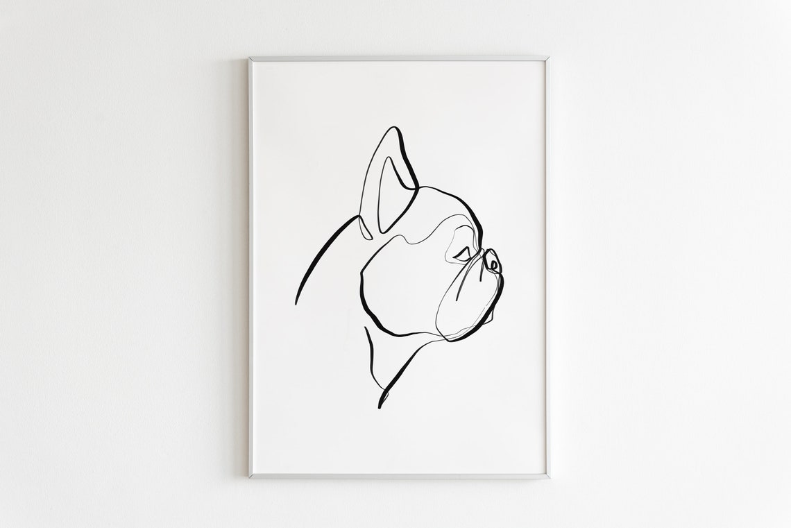 Minimalist Dog Line Art Drawing French Bulldog Gifts One - Etsy