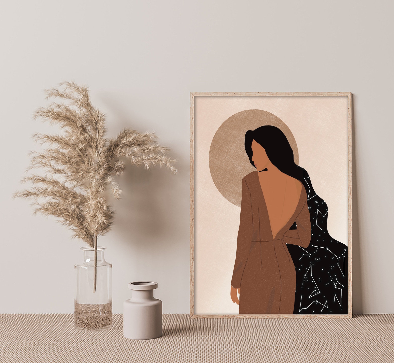 Boho Woman Art Female Portrait Modern Woman Boho Poster - Etsy