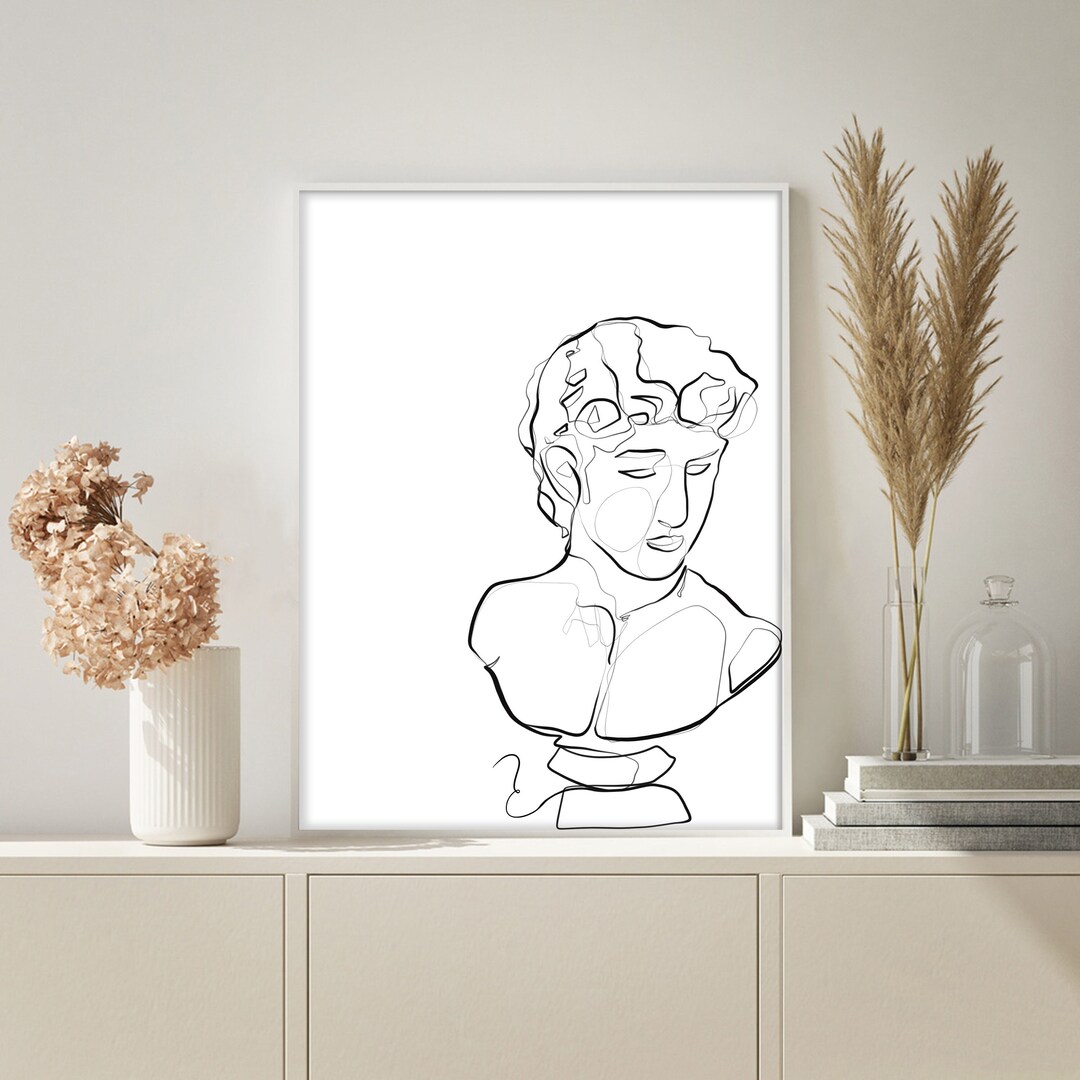One Line Art Greek Man, Single Line Drawing, Minimalist Wall Decor ...