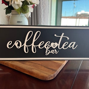 Coffee & Tea Bar Wall Sign, Home and Office Wall Decor, Break Room ...