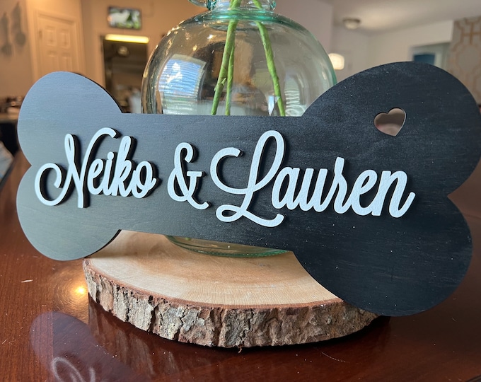 Custom Dog Name Sign Modern Boho Farmhouse Wall Art Minimalist Bone ...