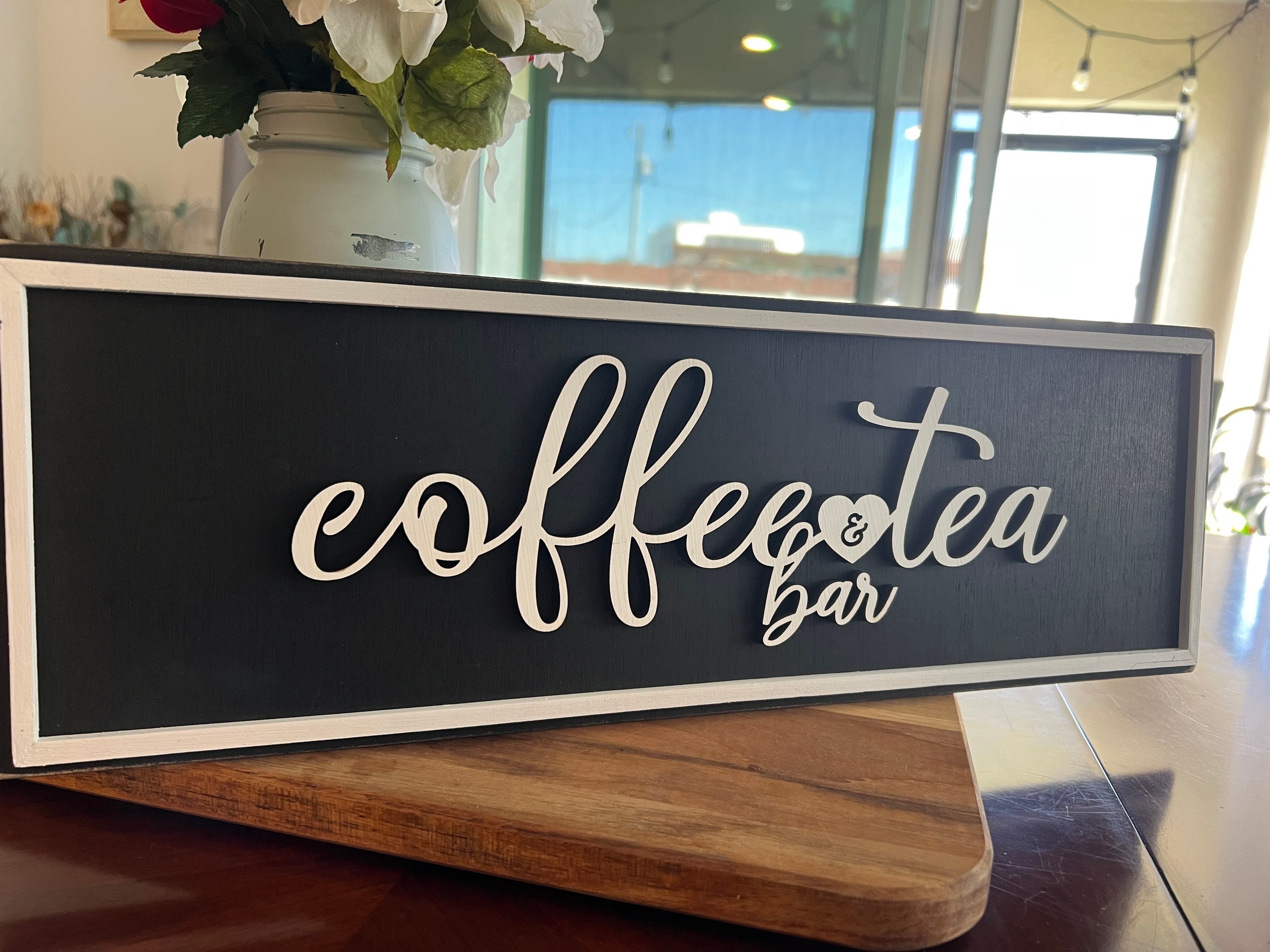Coffee & Tea Bar Wall Sign, Home and Office Wall Decor, Break Room ...